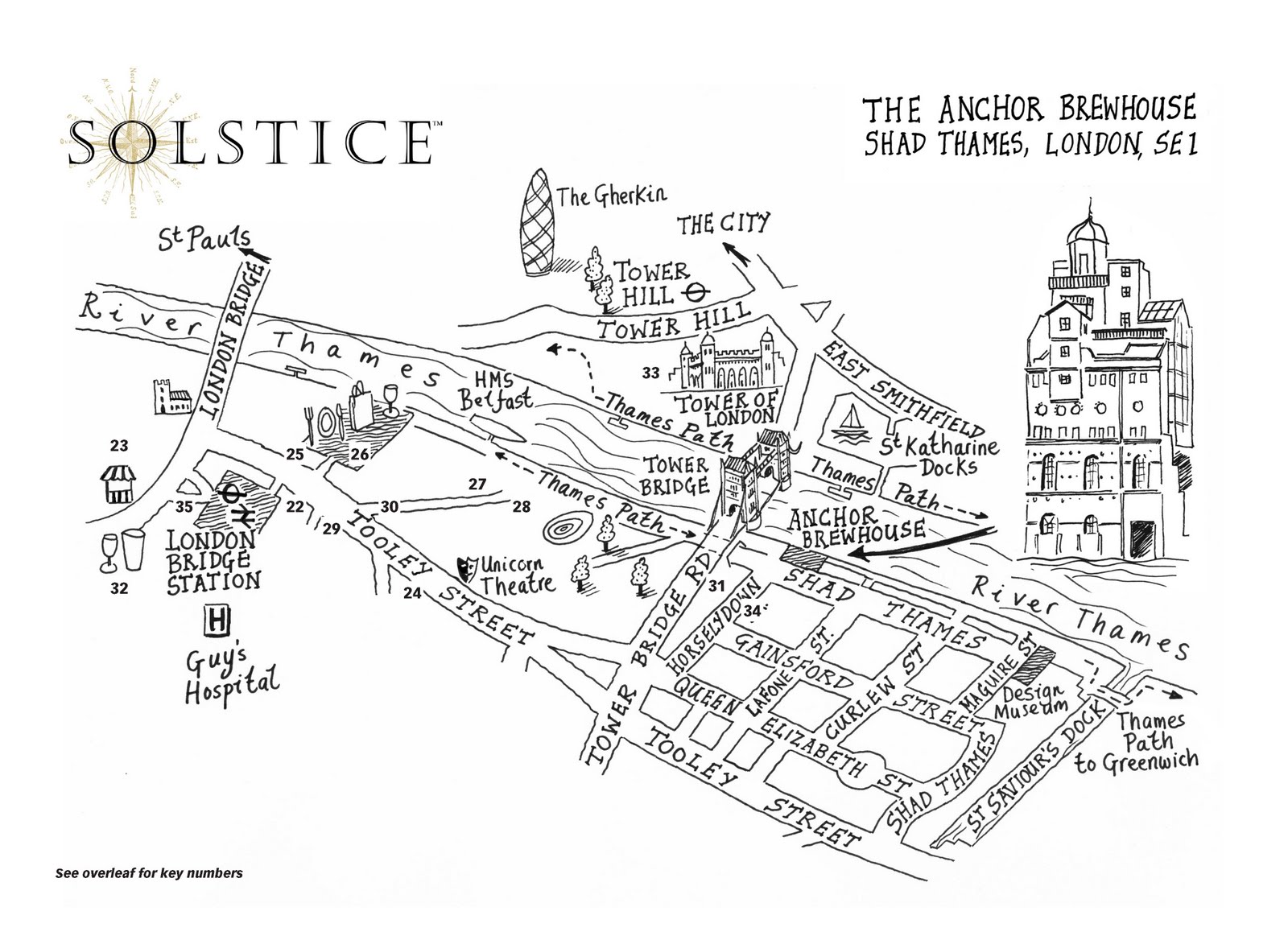 Michael A Hill Illustration: Shad Thames Map for Solstice Collection