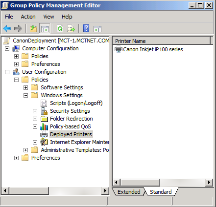 Where are the GPO settings for a printer GPO created in Print Manager?
