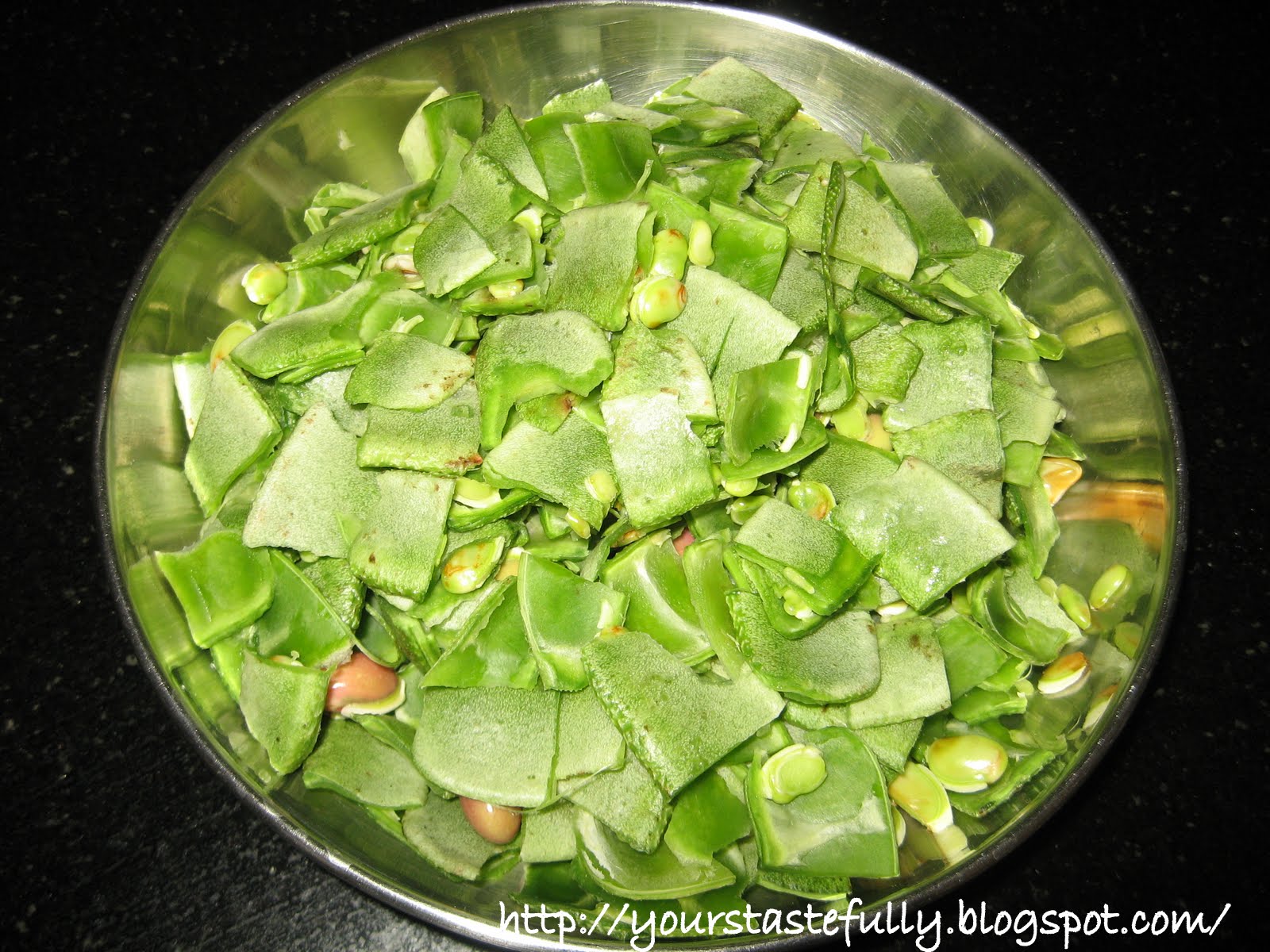 Yours Tastefully: Avarakya upperi / Indian broad beans stir fry