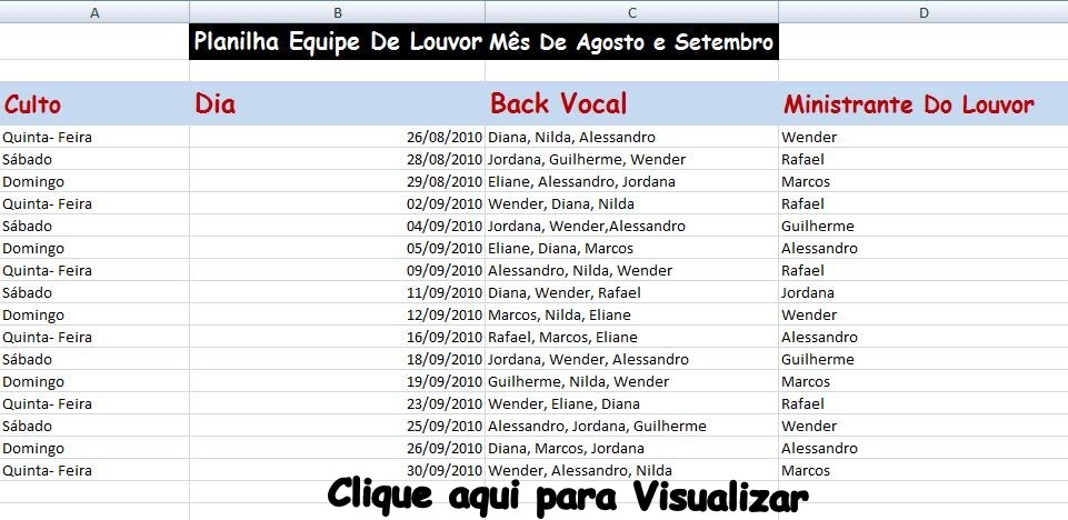 Ministério do Evangelho Pleno: Escala Do Louvor