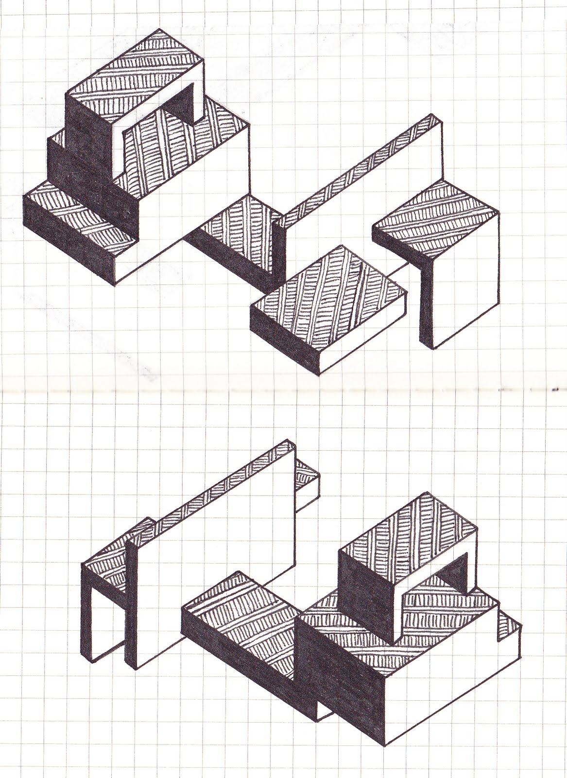 Rebecca Penn: Isometric Drawings with 9 Boxes