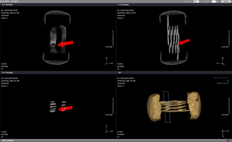 SEC - X-ray Inspection System: Multi-layer Chip Inductor - 3D CT Analysis