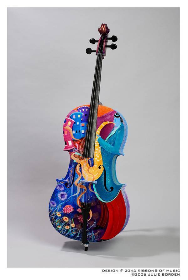 Fun Panorama: Colorfully Painted Violins