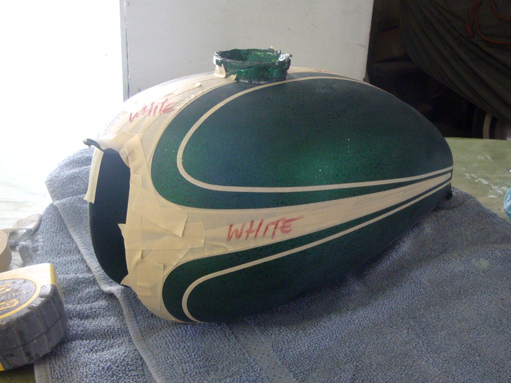 Lowbrow Customs Blog-O-Rama: '55 Triumph Tank & Fairing Paint In Progress