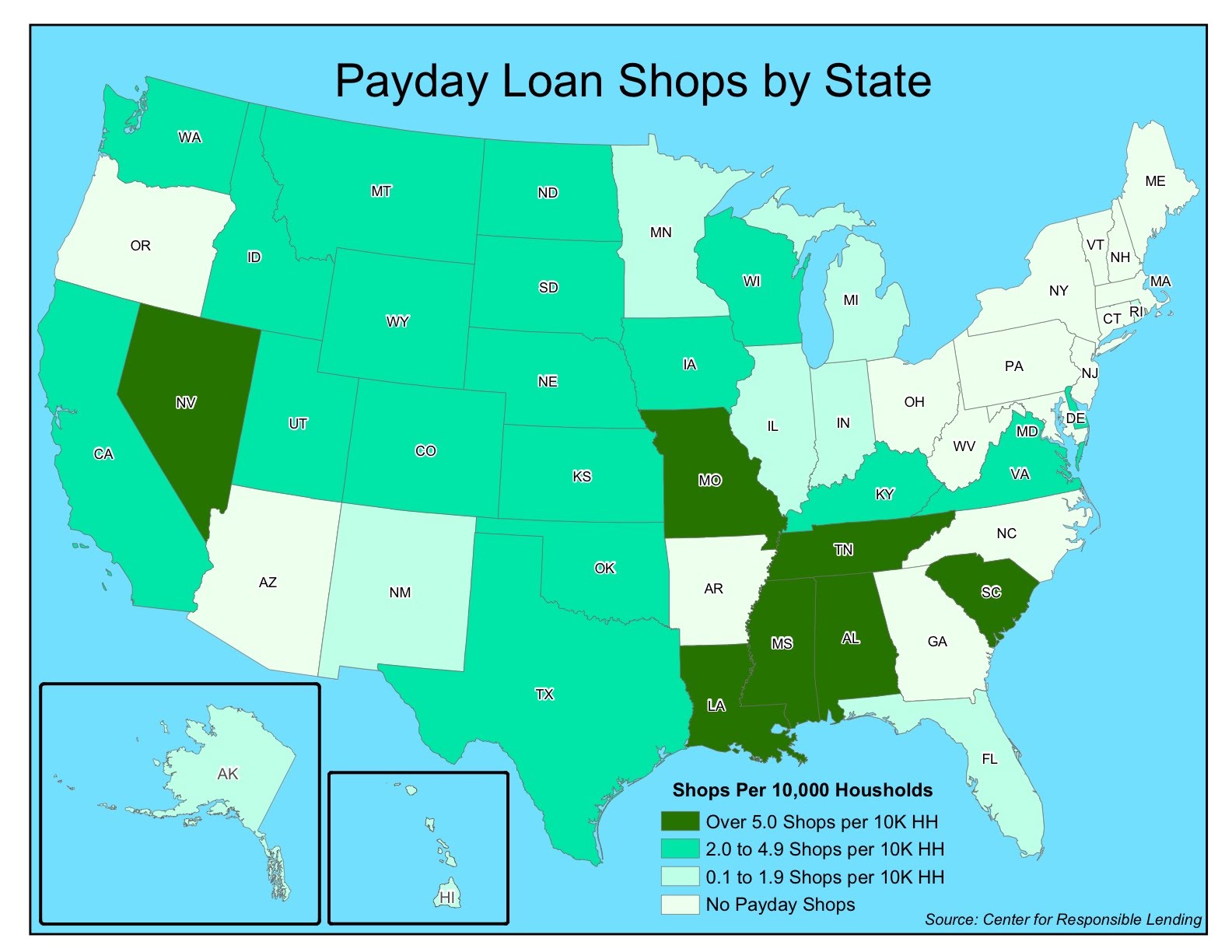 Map of US Payday Stores per Household - Grameen America Blog