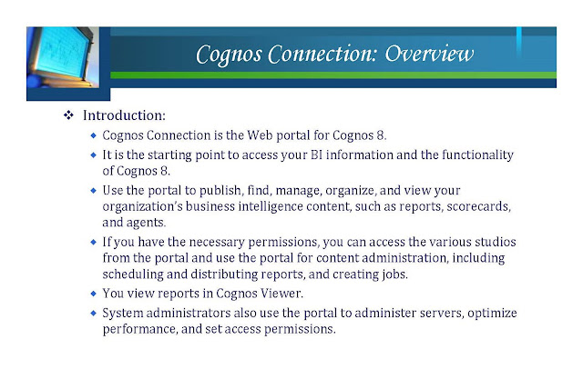 COGNOS CONNECTION PPT ~ interview questions