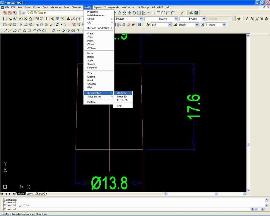 3D Array Autocad - Belajar AutoCAD