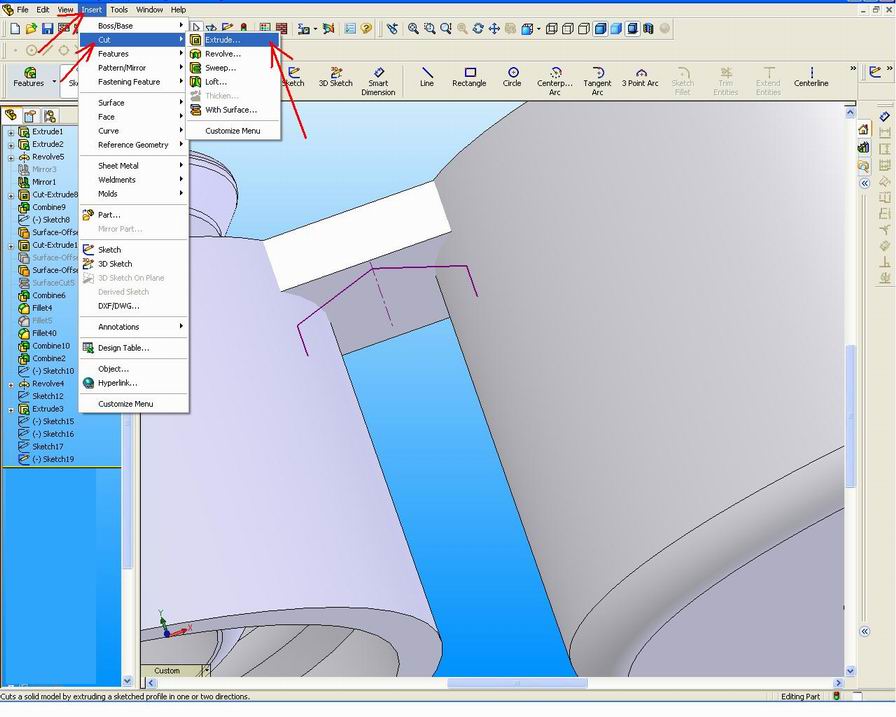 Membuat extrude feature - ARUSHA_WORKS