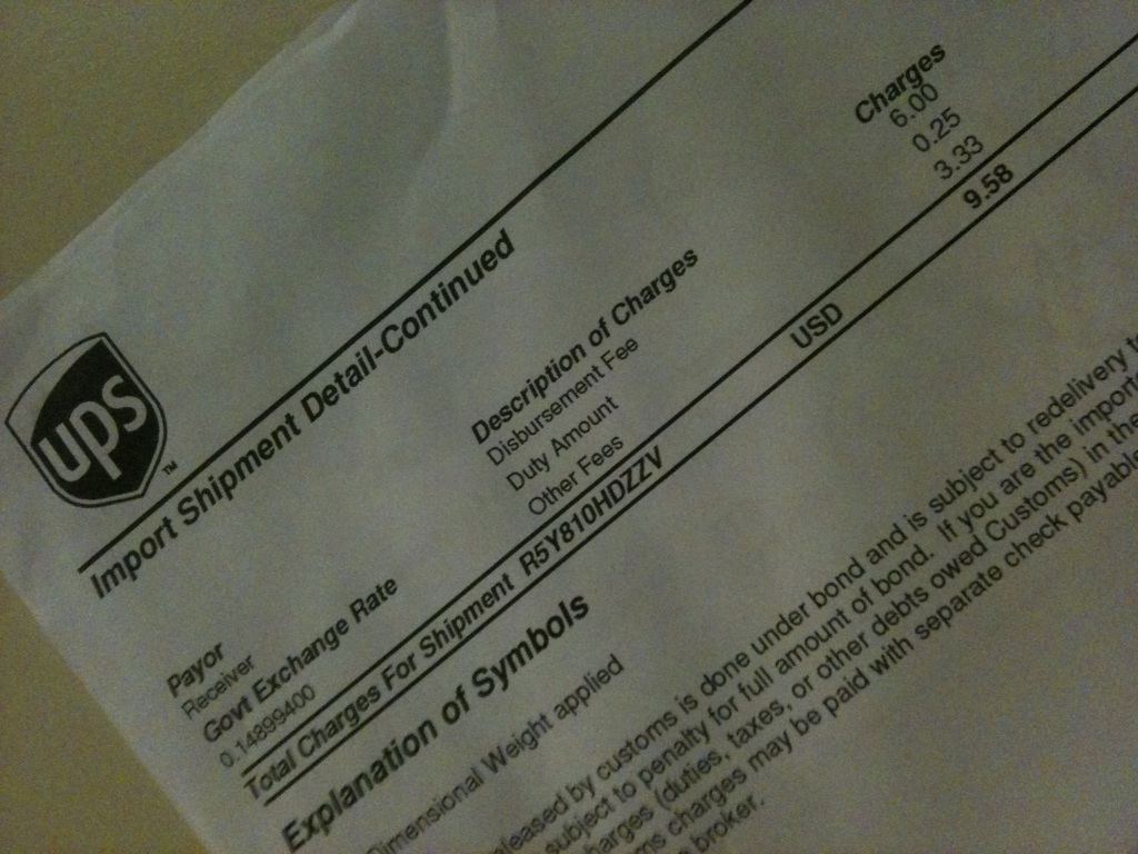 Ah, the UPS Bill. I love you, PACT. 22 November 2010.