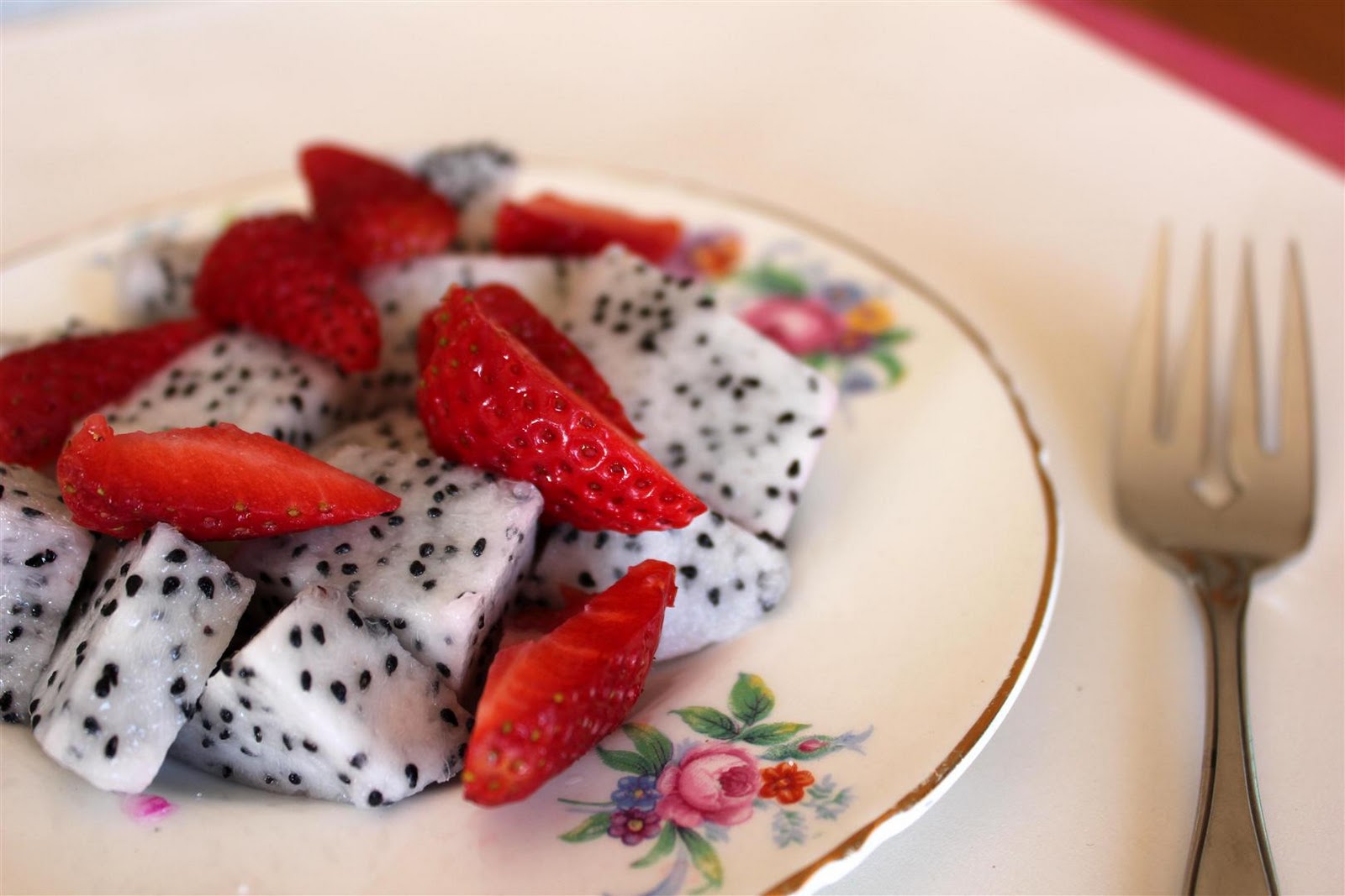 Dragon Fruit Salad with Strawberries (Pitaya) | Kitchen Grrrls.