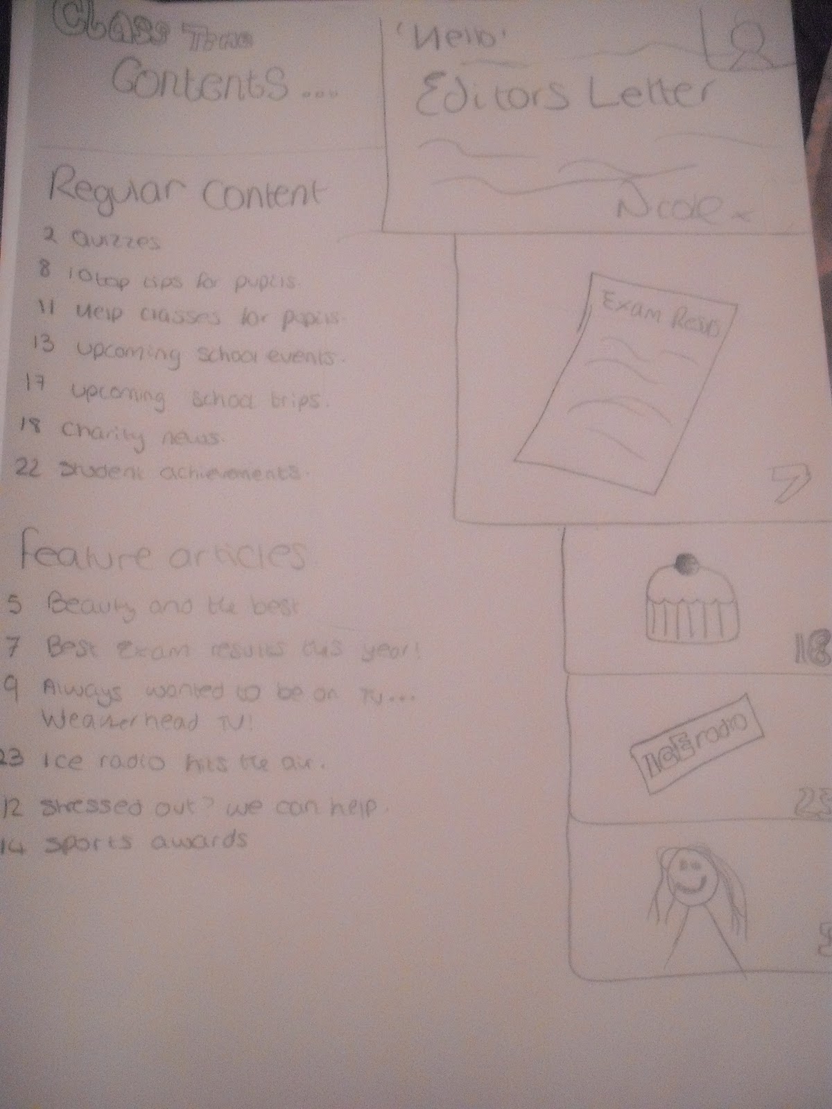 media coursework: Plan for the front cover and the contents page of my ...