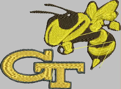 Palmetto State Embroidery: Georgia Tech Bee machine embroidery design