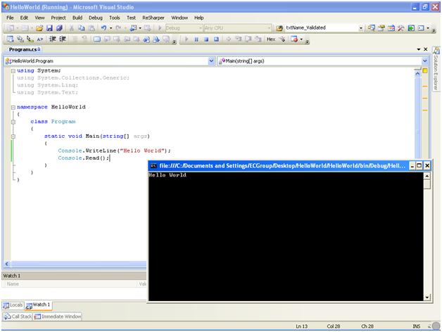 How to create a console application in C# | DotNetTiger