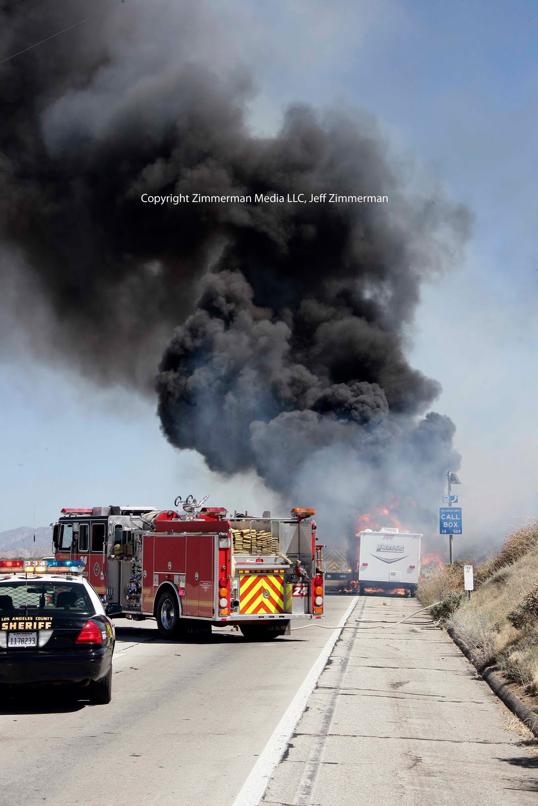 Zimmerman Media LLC: Motor Home Fire, 14 Freeway and Ave S, Palmdale CA