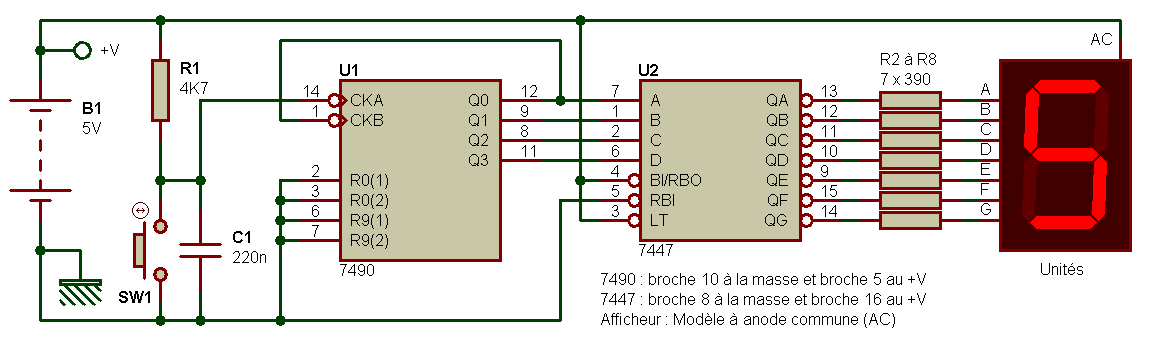 EL RINCON DE LOS CIRCUITOS: Contador 7490 y 7447