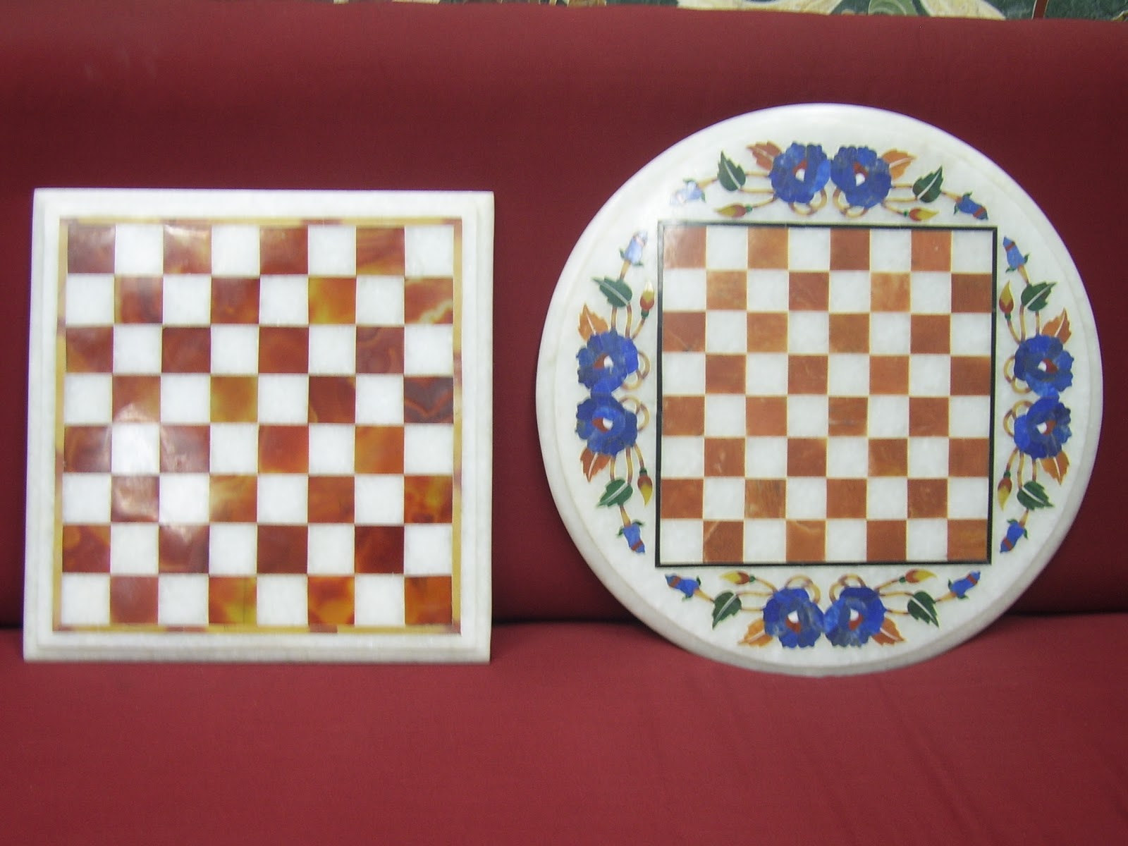 Square and round shape tabletop in chess design in lead with semi ...