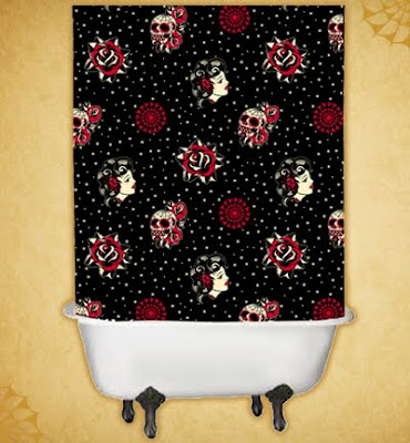 www.sourpussclothing.com: Day of the Dead Shower Curtain