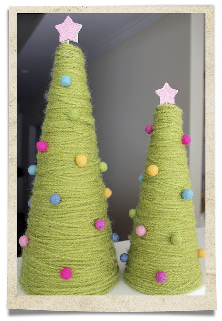 Christmas Yarn Trees - One Happy Mama
