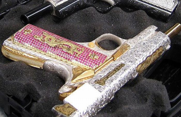 CHILL BOX OF PICS: Drug Lord's Diamond-Studded Guns