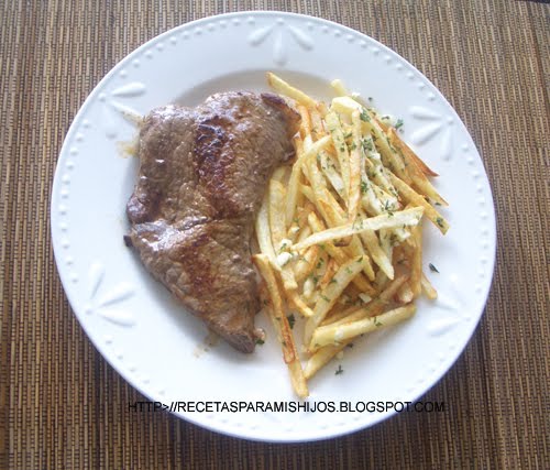 Recetario Spanglish para mis hijos: Papas paille con perejil y ajo