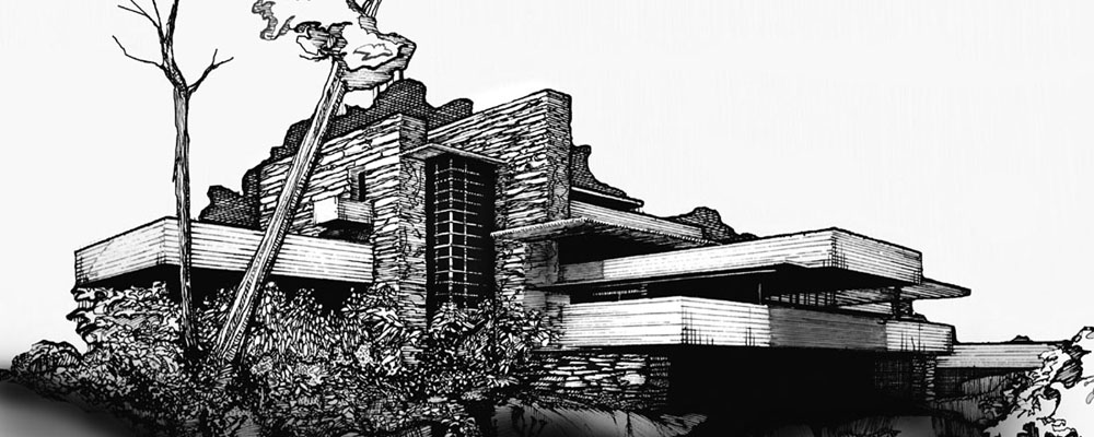 kingy graphic design history: Falling Water : Frank Lloyd Wright