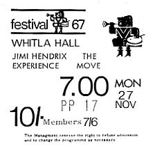 JHE 2nd UK Tour November-December 1967: 27 November 1967 Whitla Hall ...