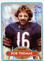 An Autograph A Day: Sept. 23 Report: Former Chicago Bears Kicker Bob Thomas