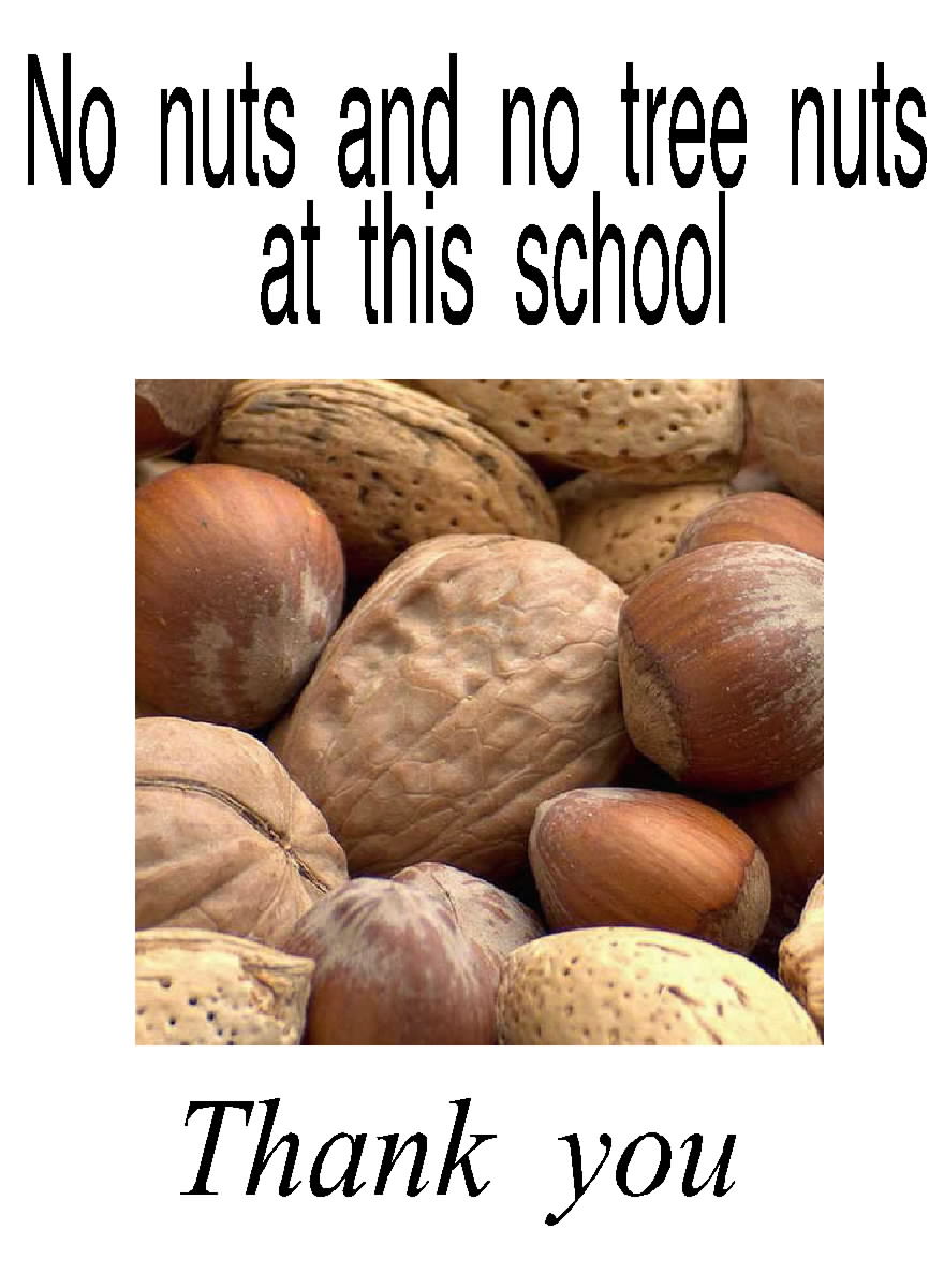 Free Posters and Signs: No nuts/ tree nuts at this school