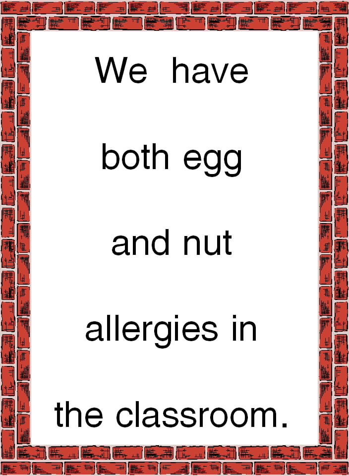 Free Posters and Signs: Egg & Nut allergies