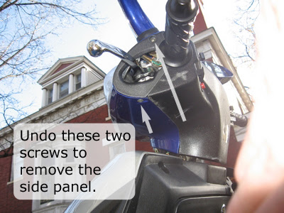 My Chinese Baron Scooter: Removing the front handlebar cover