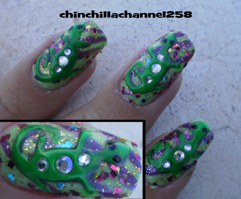 CookingChinchillas: Lizard nail design for Halloween
