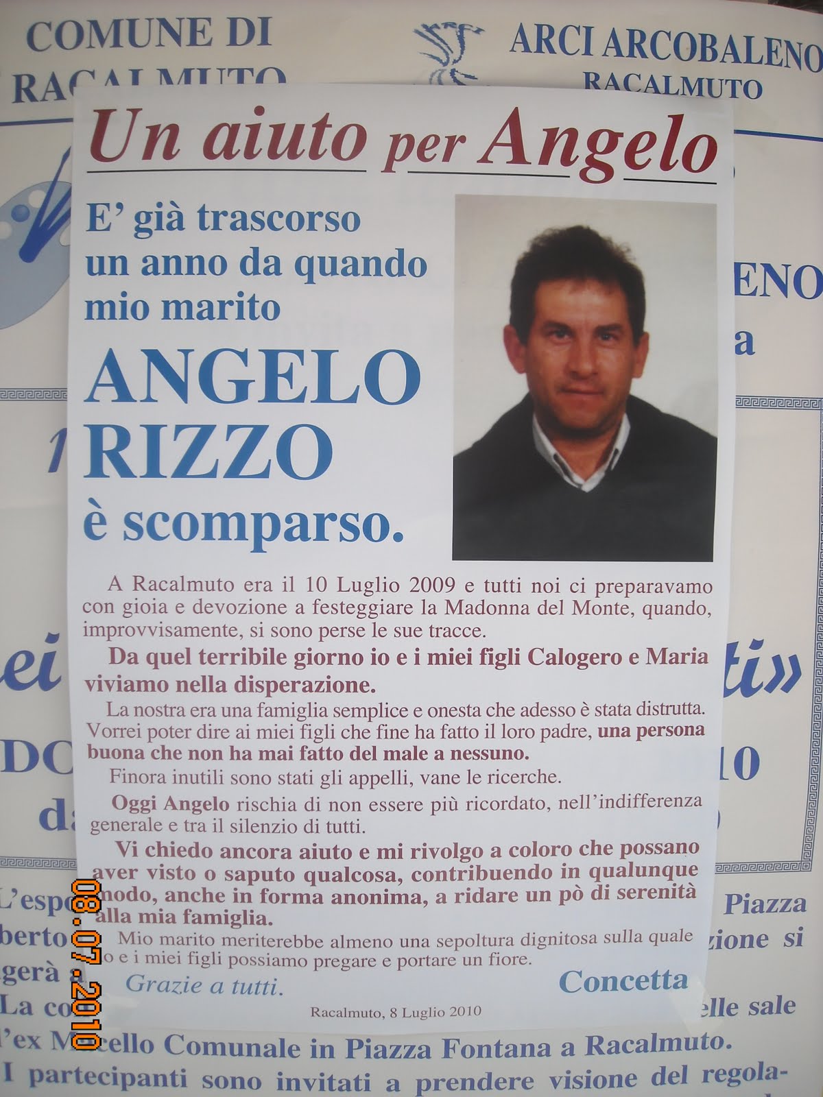 REGALPETRA LIBERA ((( blog Racalmuto))): Un aiuto per Angelo Rizzo ...