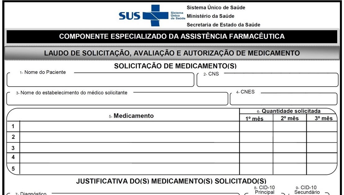 Laudo de solicitacao de medicamentos de alto custo