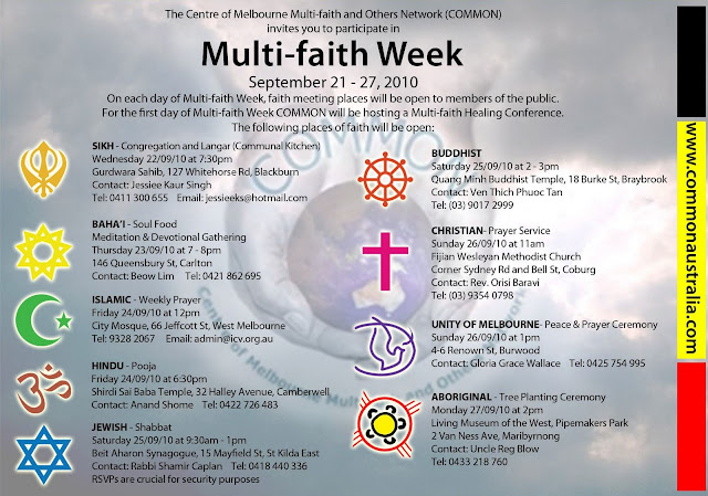 The Network: COMMON AUSTRALIA : MULTIFAITH WEEK AND EVENTS: SEPTEMBER 2010