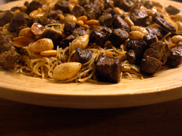 libyan food: Steamed Pasta with Pine Nuts, Raisins, Almonds, and Liver ...