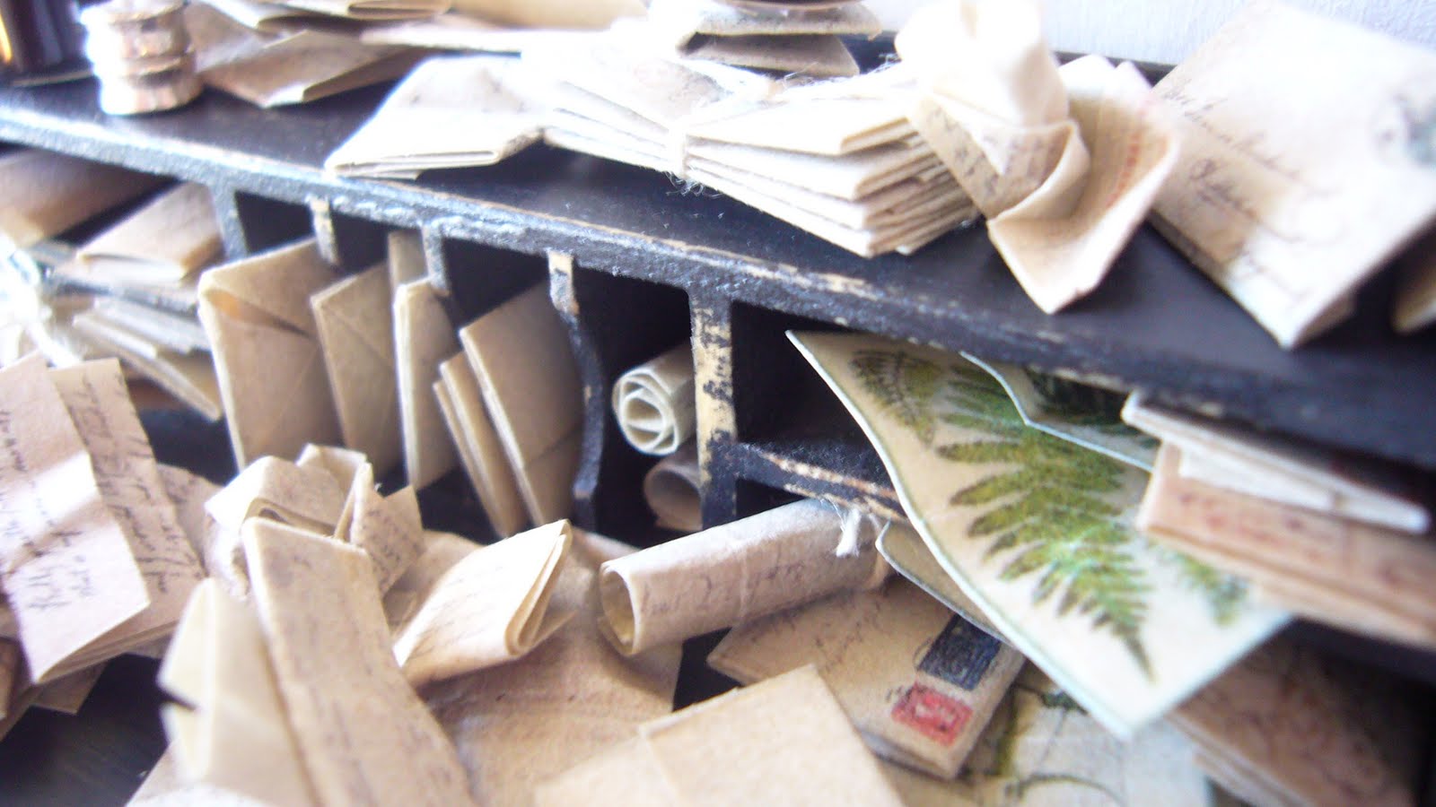 looking glass miniatures: Messy Desk Vintage Mail Collection