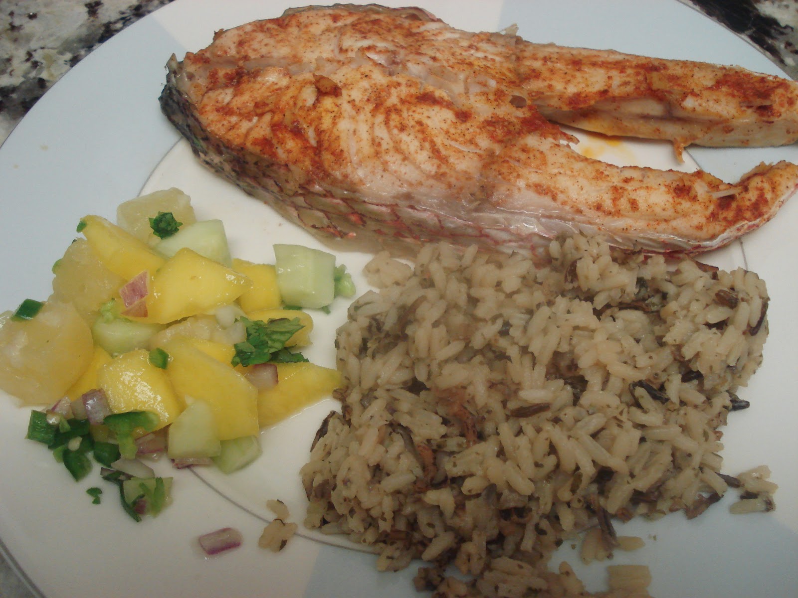 YourVicariousExperience: Red Snapper with Mango Salsa and Wild Rice