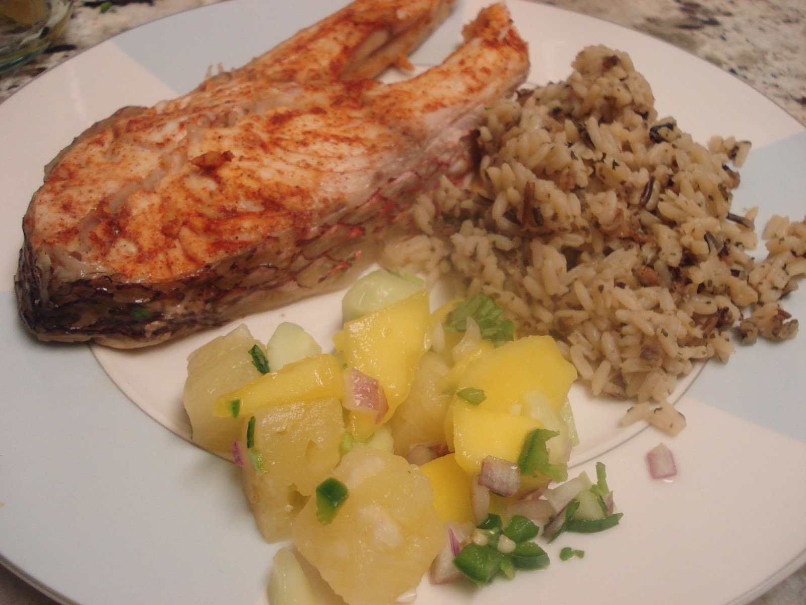 YourVicariousExperience: Red Snapper with Mango Salsa and Wild Rice