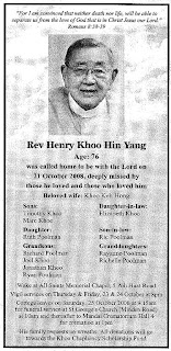 Singapore Obituaries: 081021 丘殷扬 Rev Henry Khoo Hin Yang