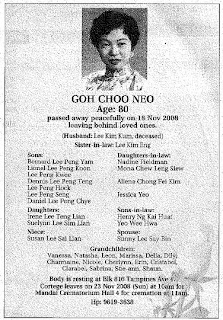 Singapore Obituaries: 081118 Goh Choo Neo