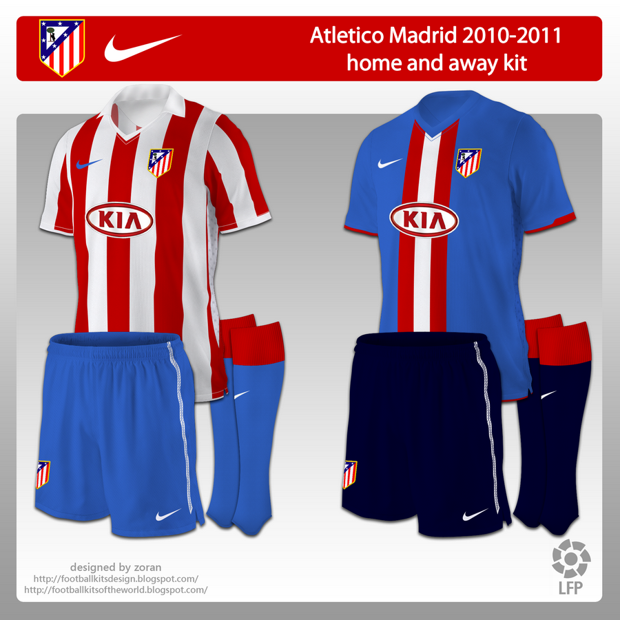 football kits of the world: Atletico Madrid 2010 - 2011 home and away kits