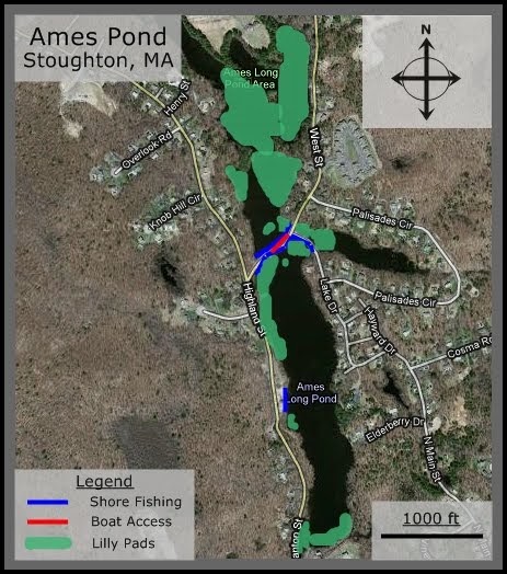Massachusetts Bass Fishing Spots: Ames Long Pond, Stoughton, MA