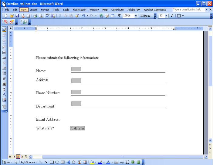TSRI Software Tips Lines Under Text Field Forms In Word 2003