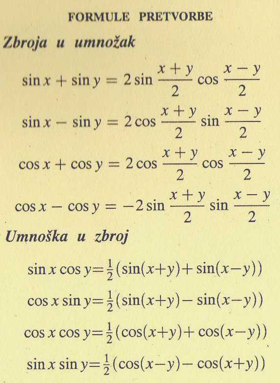 Matematičke formule: Derivacije