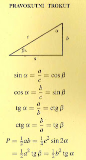 Matematičke formule: Pravokutni trokut