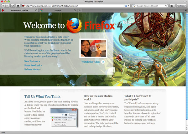 Mondo Online: Rilasciato Firefox 4 in versione beta Mondo Online: Rilasciato Firefox 4 in versione beta