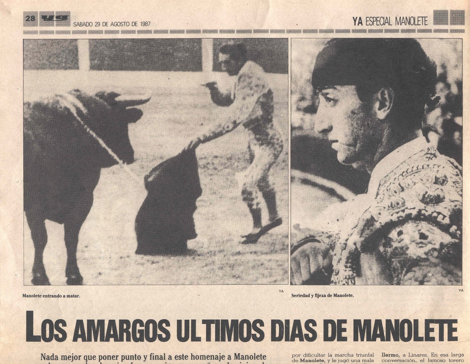 LOS TOROS CON AGUSTÍN HERVÁS.: PARA RECORDAR: Manolete ha muerto.