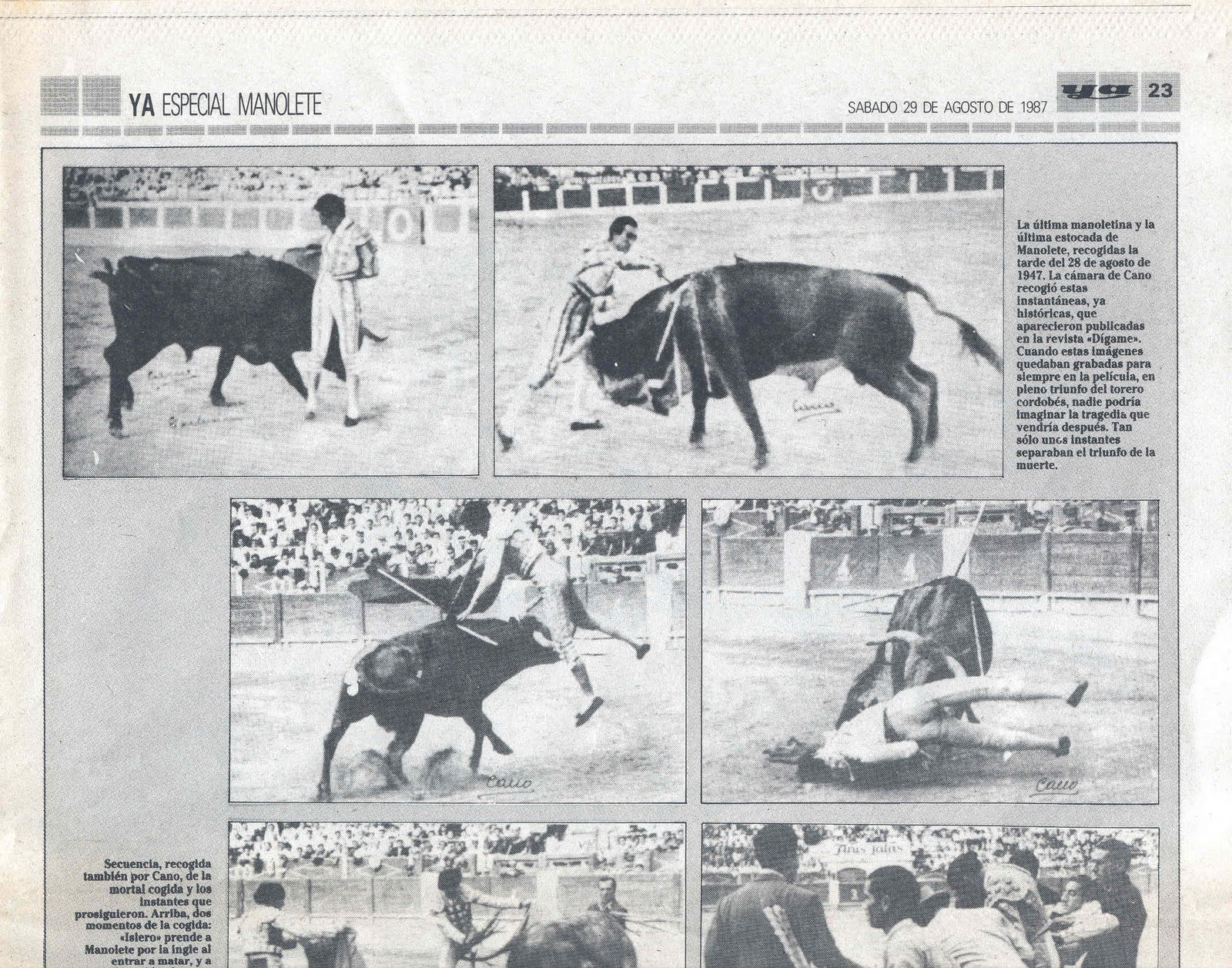 LOS TOROS CON AGUSTÍN HERVÁS.: PARA RECORDAR: Manolete ha muerto.