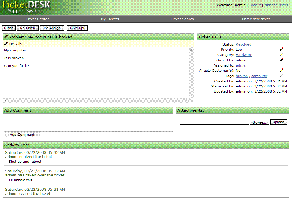 Reddnet Scribbles Ticketdesk Open Source Help Desk Issue Tracker