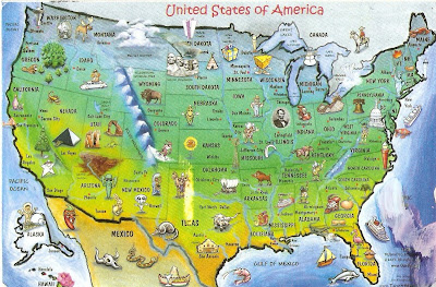 Postcard A La Carte: USA - Country Map